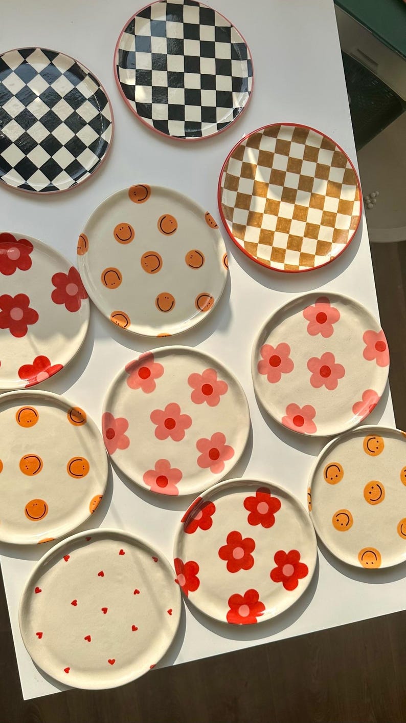 Smiley Handmade Ceramic Plate for Your Good Mood Cute Tableware for ...