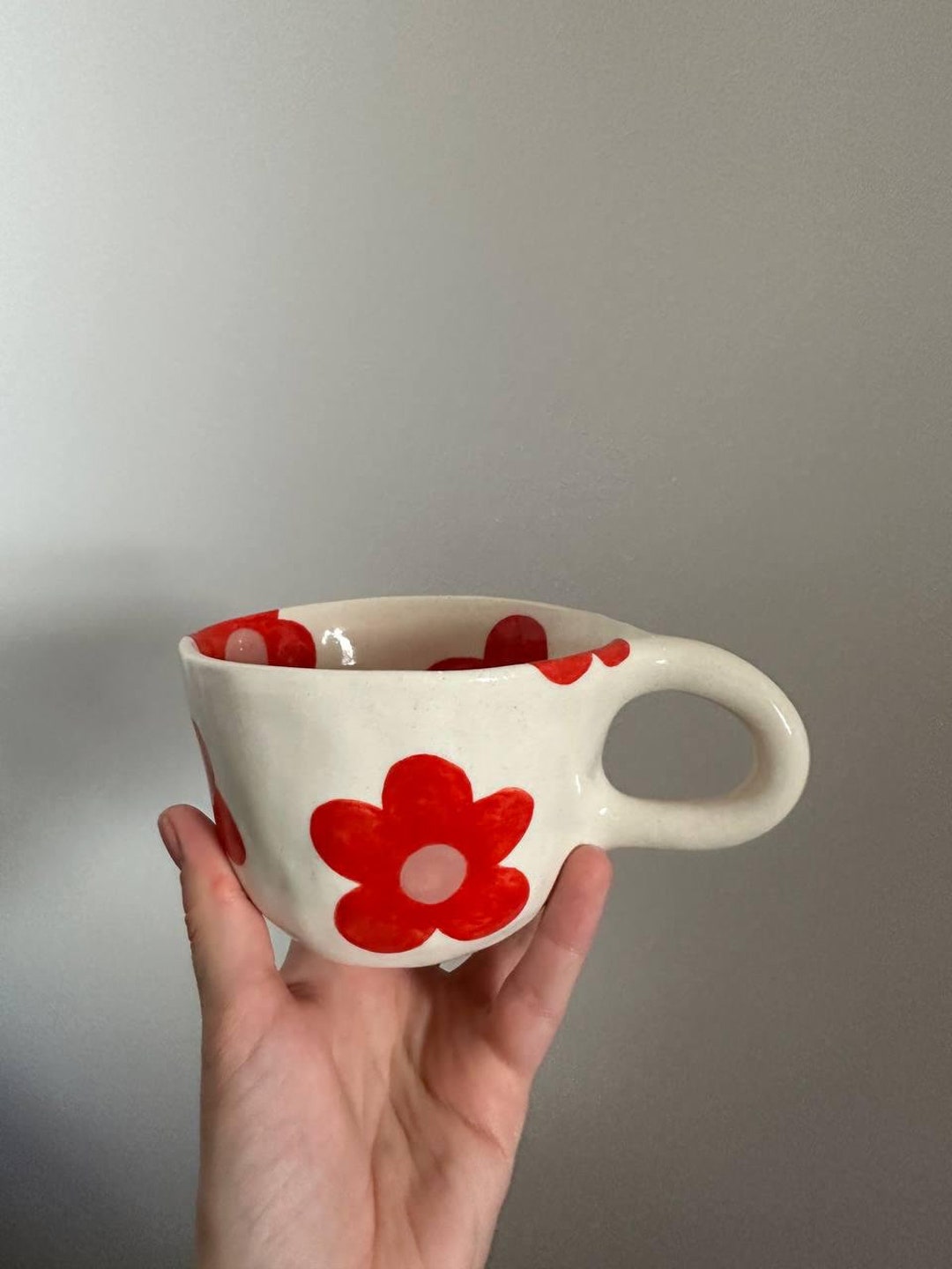 Flower Red Mug / Coffee Mug / Ideal Gift / Mug for Her / Perfect Tea ...