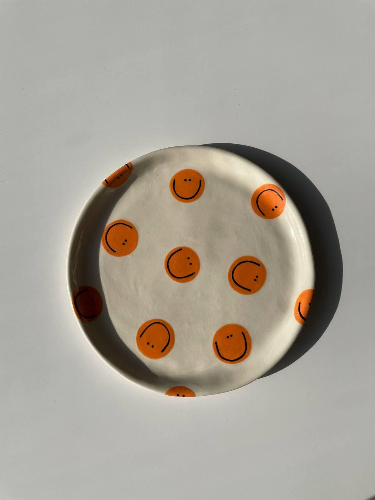 Hand Painted Ceramic Plate With Funny Smiley Face, Handmade Plate ...