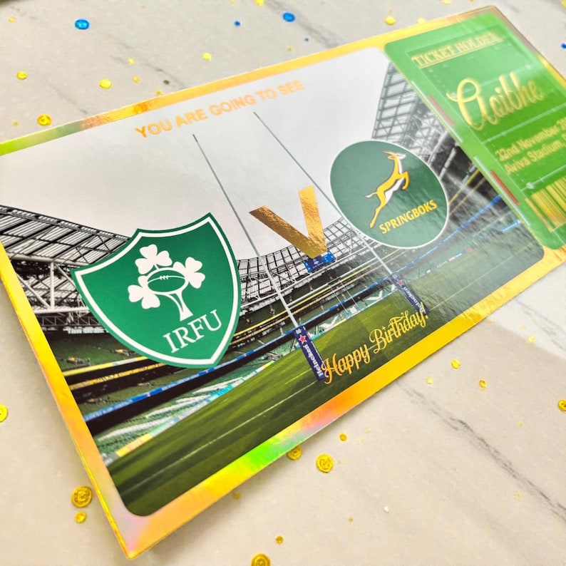 Foiled Rugby Ticket | Personalized Surprise Gift Voucher - Etsy Ireland