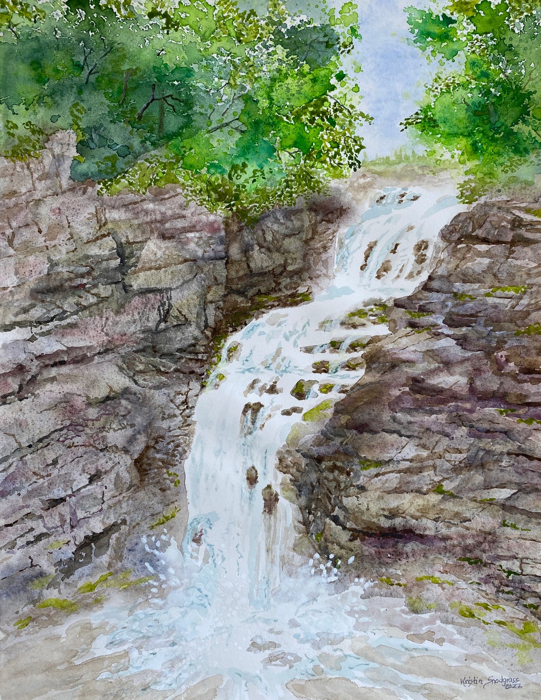 Original Painting or Prints - Rocky Falls - Waterfall, Woods, Cliff - Etsy