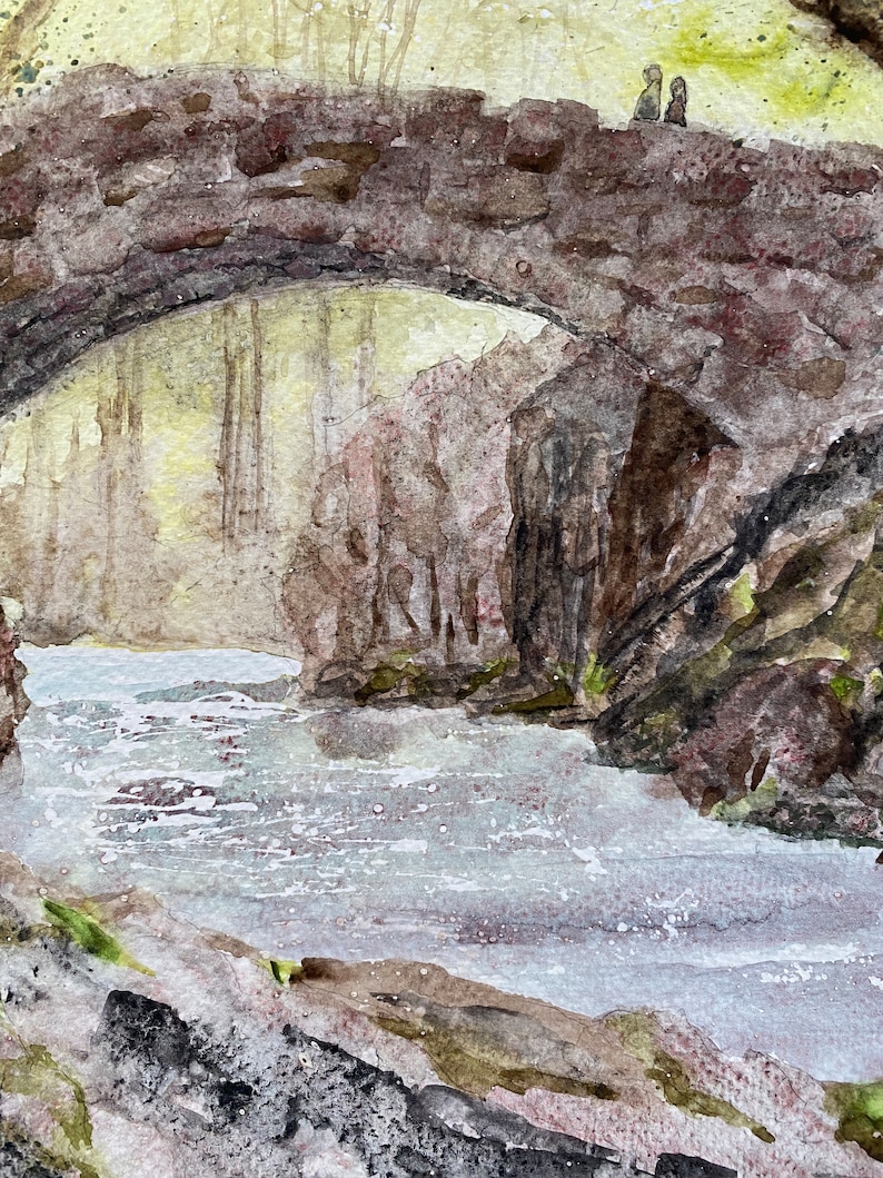 Bridging Together A Stone Bridge With Two Crossing. Fine Art Print of ...