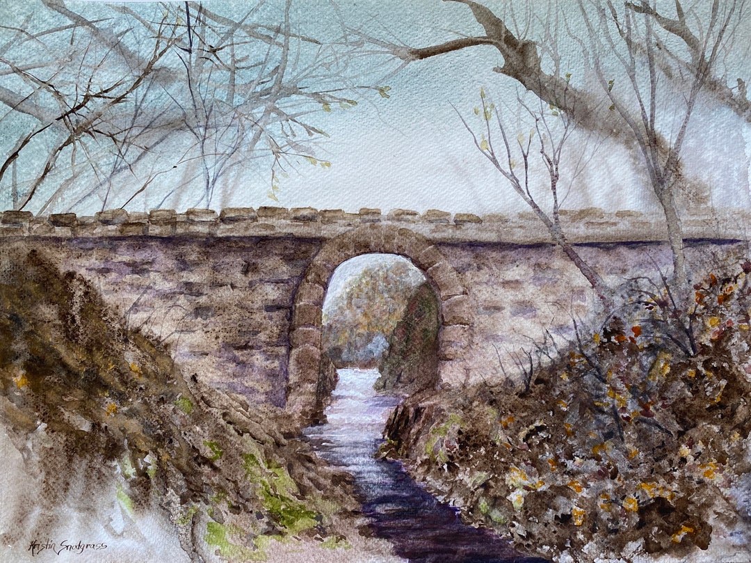 Stone Bridge Watercolor Print - Etsy