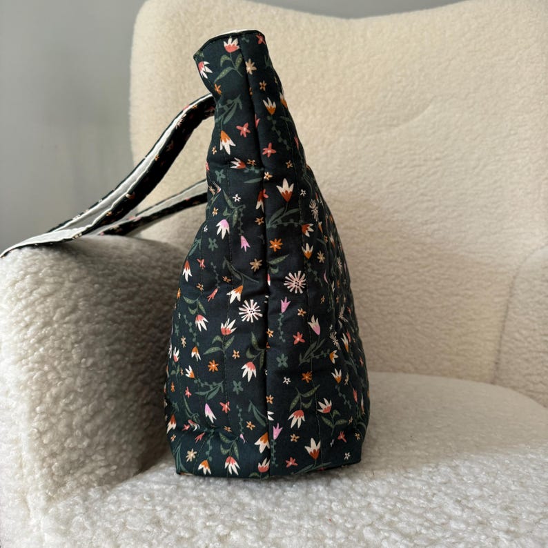 Forest Green Floral Tote Bag - Etsy
