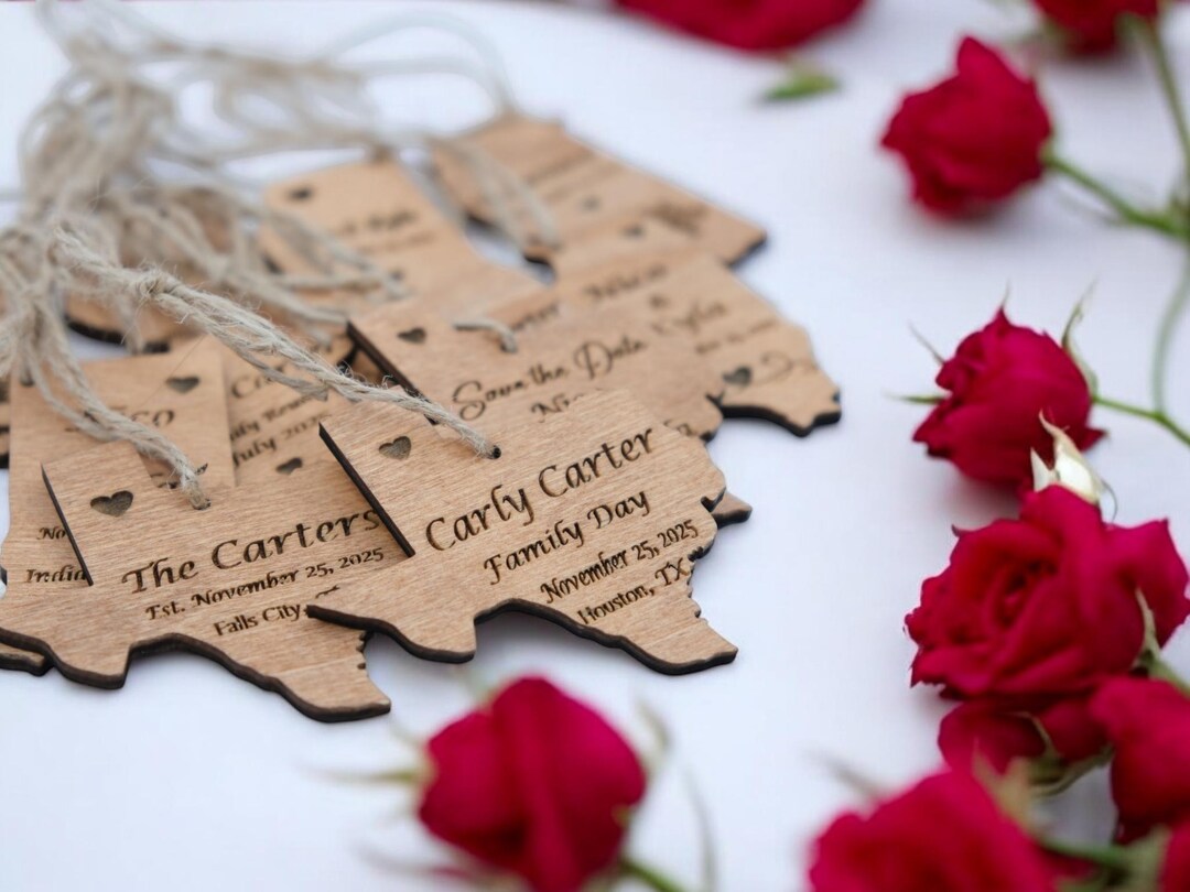 State Wedding Favors, Wood State Ornaments, Personalized Wooden State ...