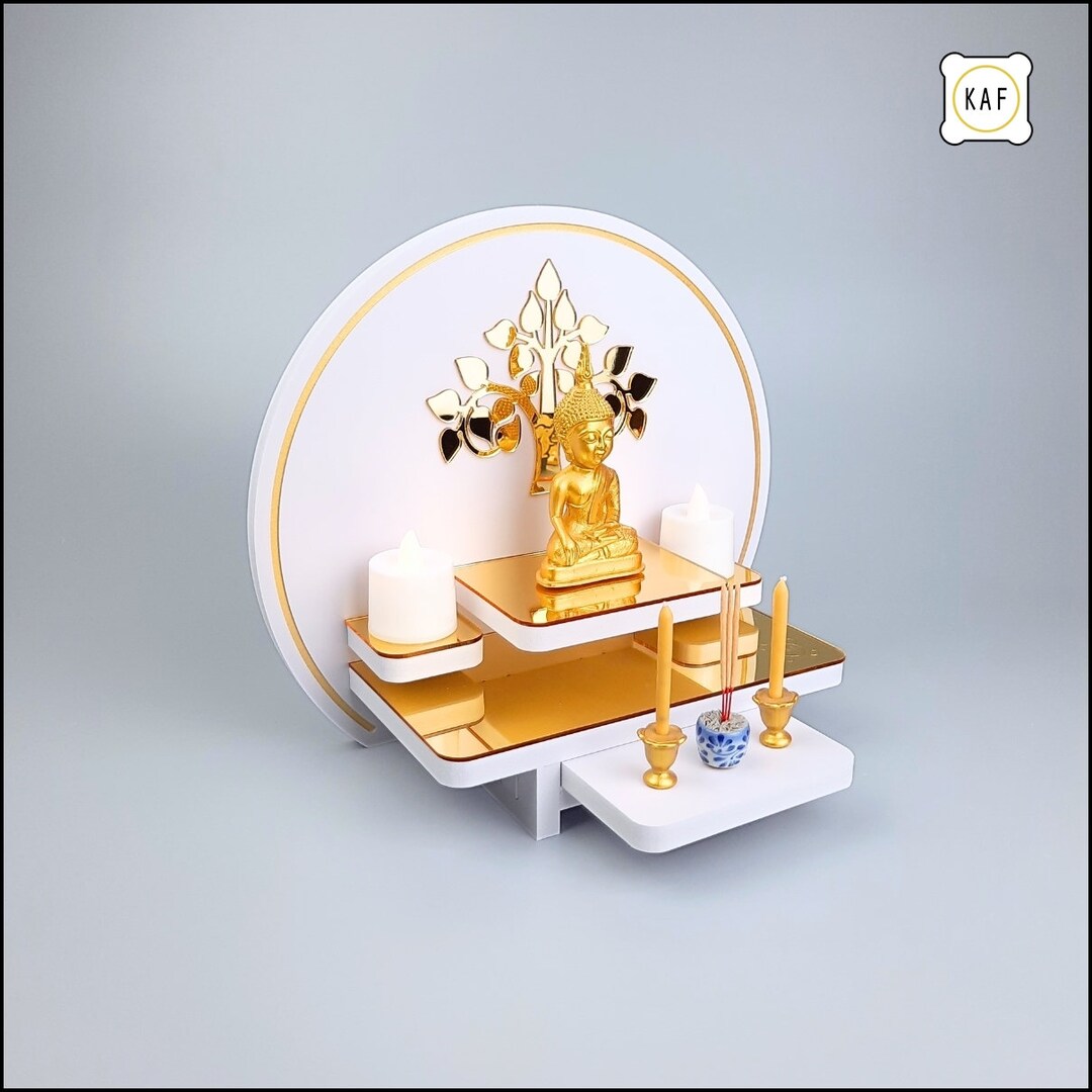 Circular Altar Buddhist Altar With Gold Mirror,placed or Wall-mounted ...