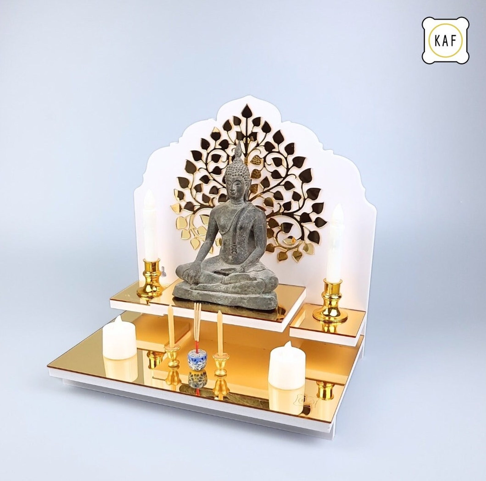 Altar Table, Modern Buddha Shrine Altar Buddhist Shrine With Gold ...