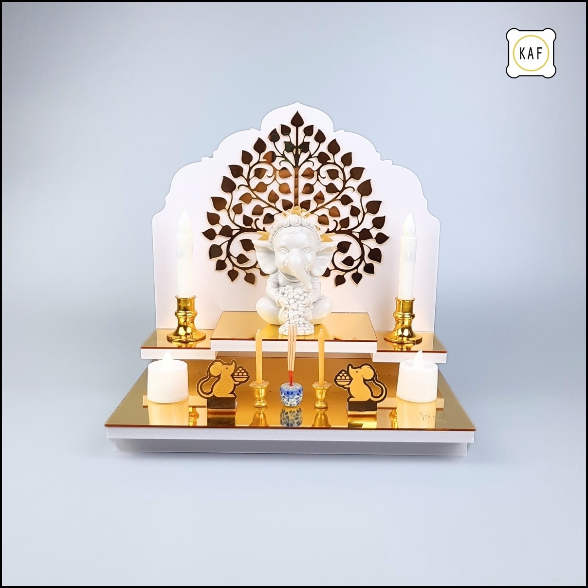 Modern Buddhist Altar Shelf With Gold Mirror – Minimal Spiritual Shrine ...