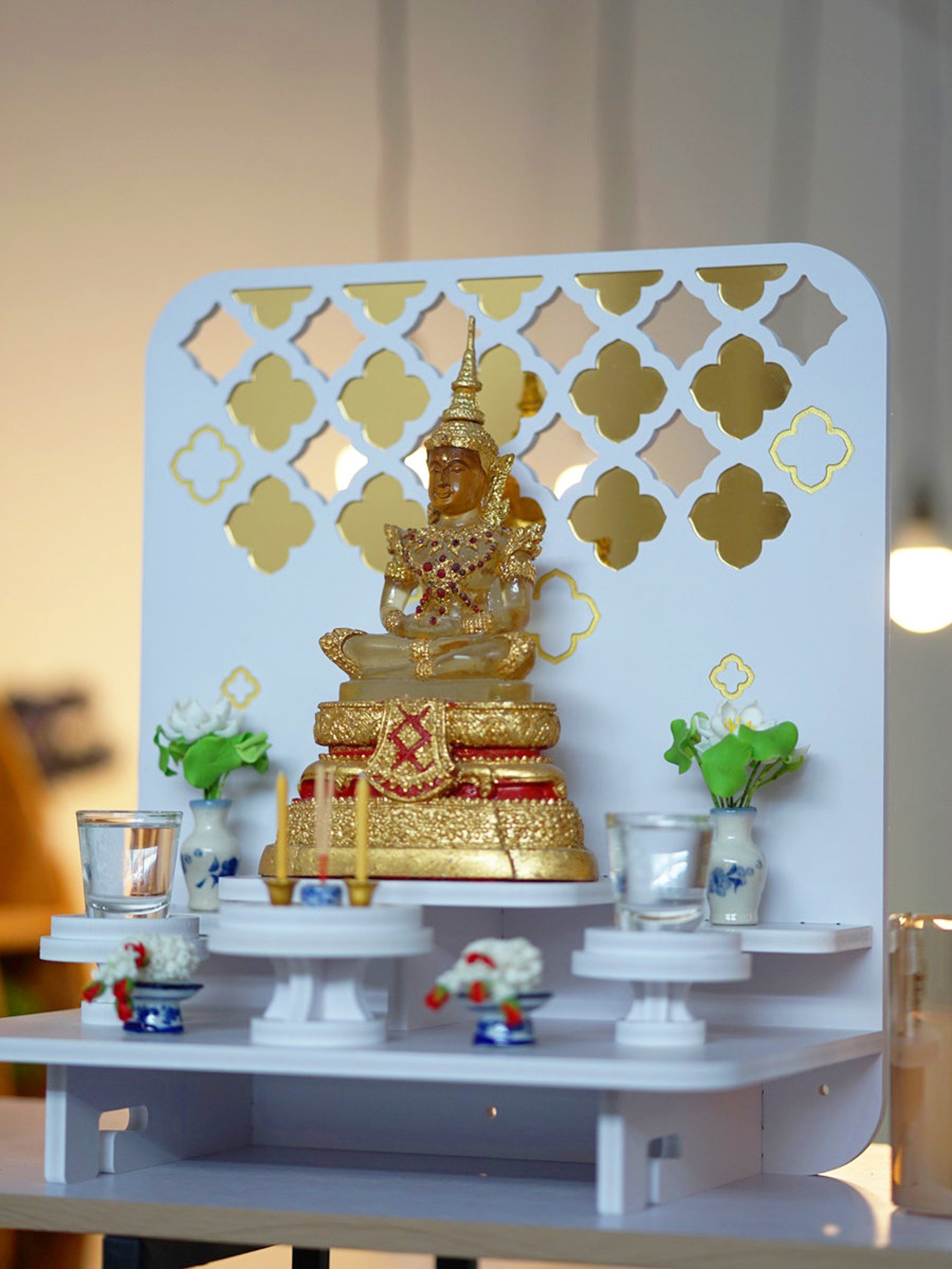 Altar Table and Wall Altar, Luxurious With Acrylic Gold Mirror ...