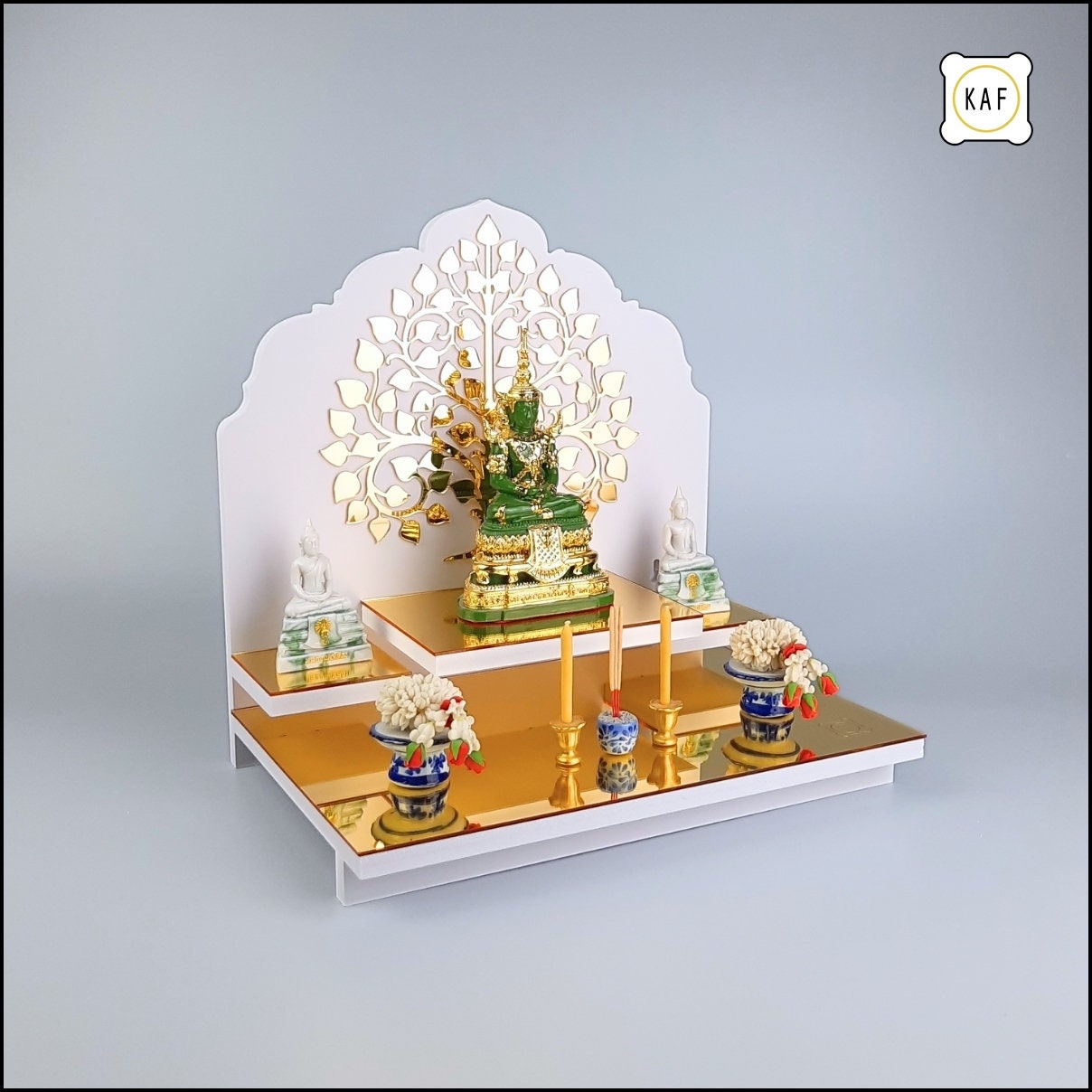 Modern Buddhist Altar Shelf With Gold Mirror – Minimal Spiritual Shrine ...