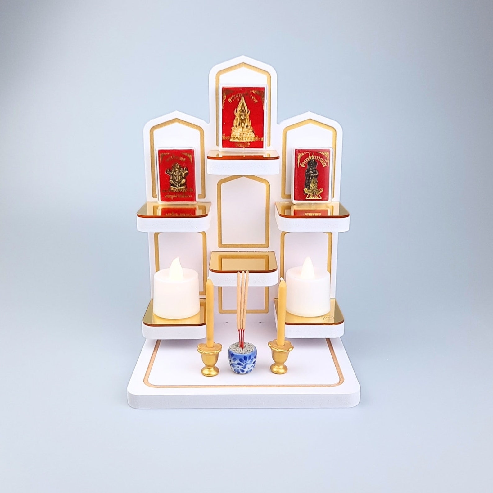 Buddhist Altar Table With Gold Mirror – 3, 6, or 9-tier Spiritual ...