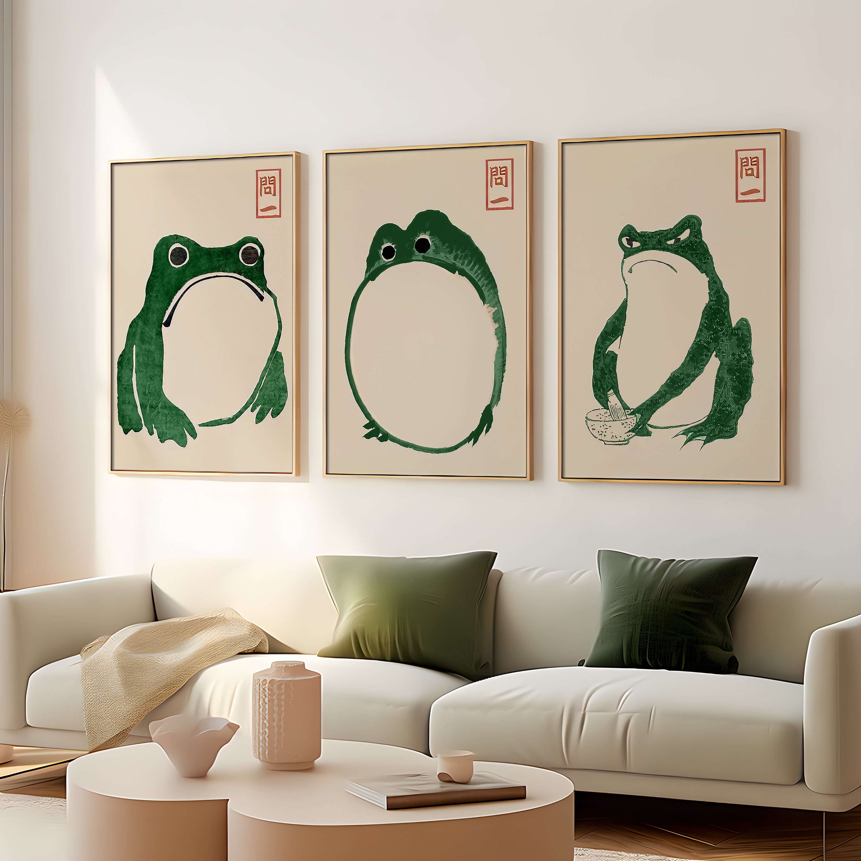 Japanese Matsumoto Hoji Frog Set of 3, Vintage Shoji Woodblock Poster ...