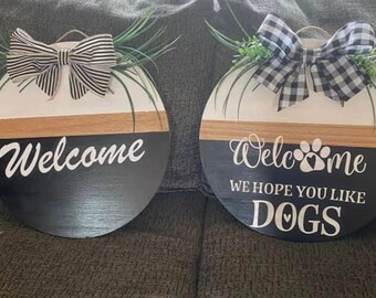 Welcome Sign Round Wood Welcome Sign Front Door Signs - Etsy