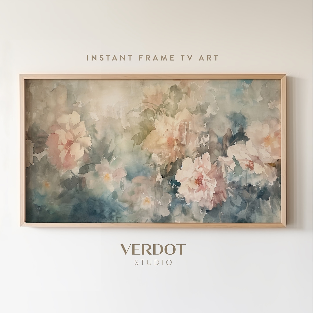 Spring Flower Painting Frame TV Art, Vintage Abstract Floral Download ...