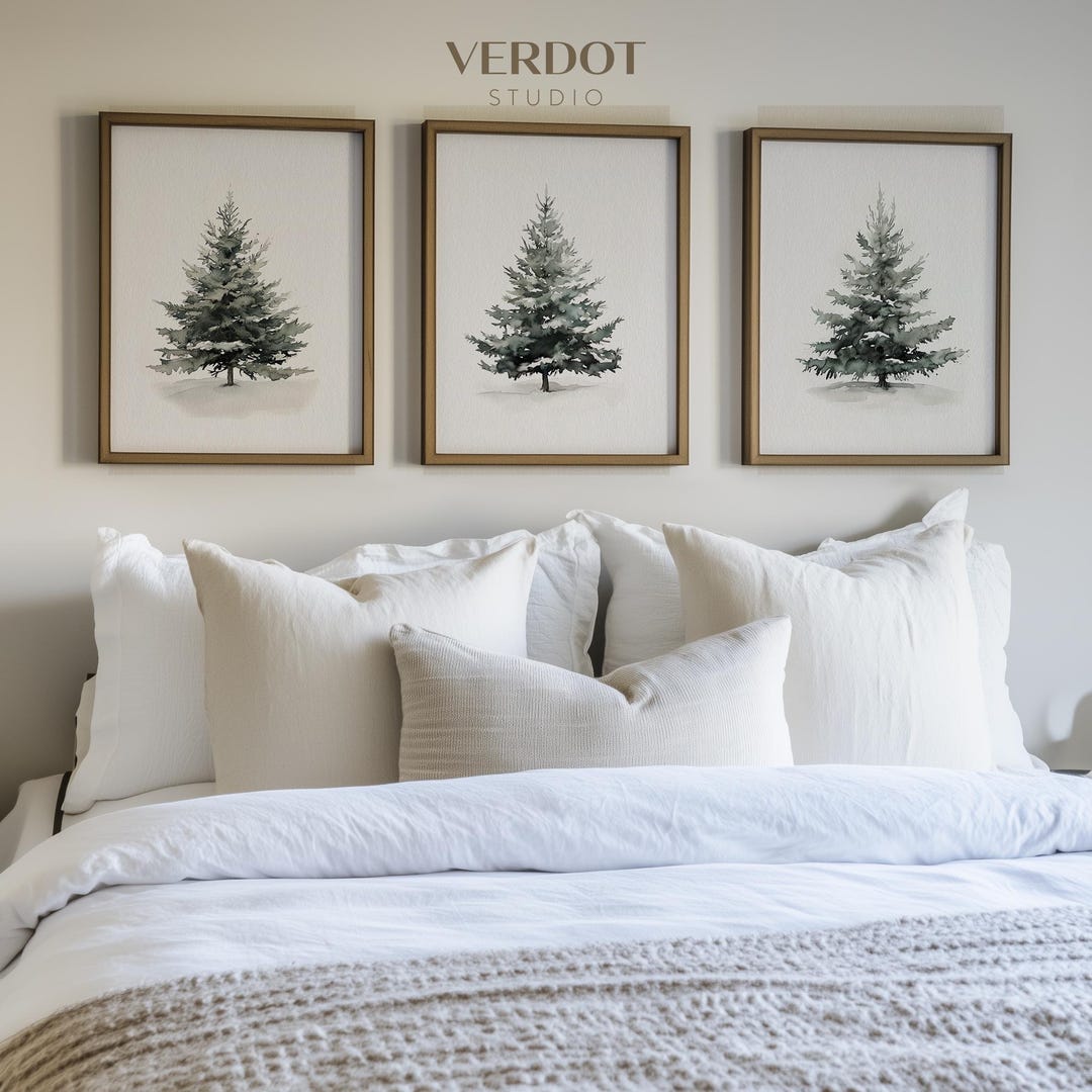 Set of 3 Christmas Tree Prints, Christmas Decor Printable Wall Art ...