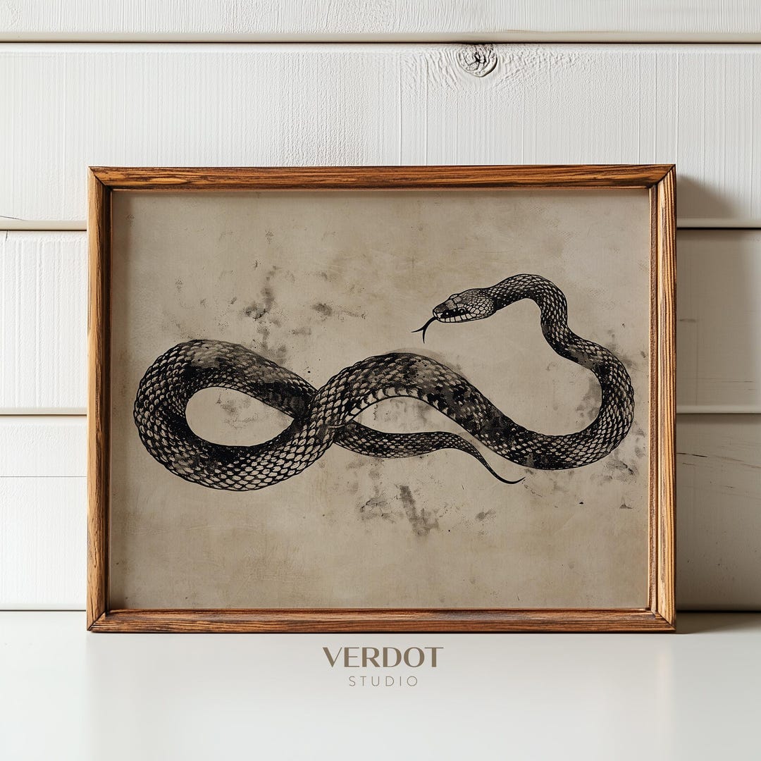Vintage Snake Halloween Print, Printable Wall Art, Neutral Fall Drawing ...