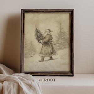 Vintage Christmas Santa Print, Christmas Decor, Printable Wall Art ...