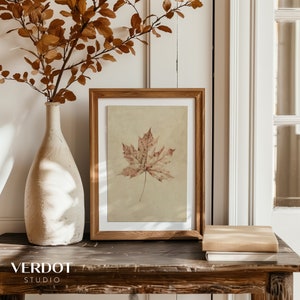 Vintage Fall Leaf Printable Wall Art, Neutral Rustic Autumn Print ...