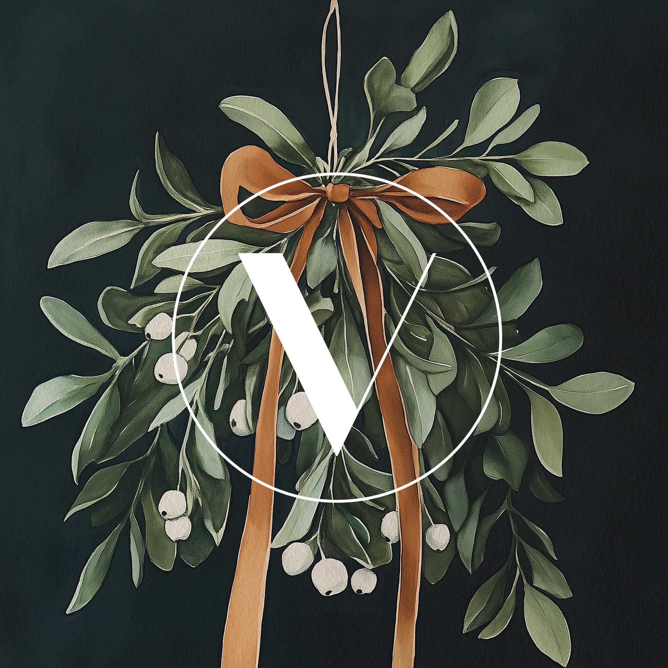 Mistletoe Painting Christmas Print, Printable Wall Art, Dark Moody ...