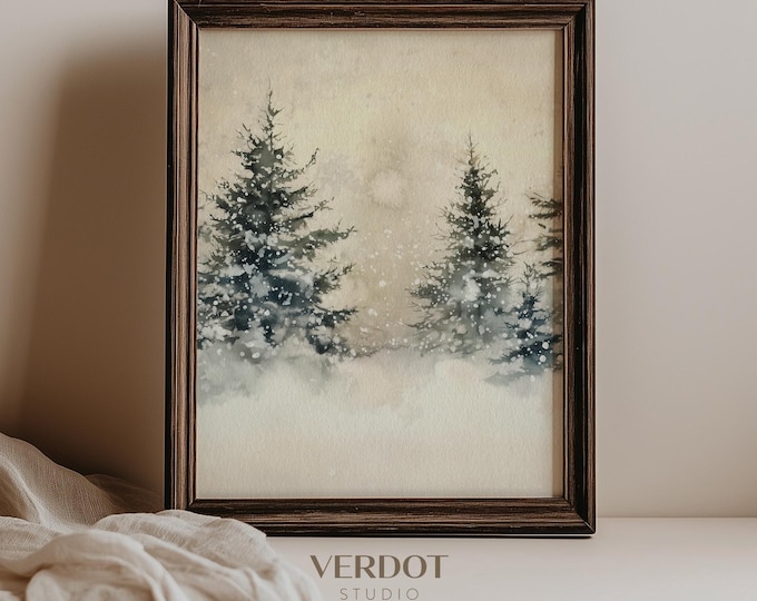 Christmas Printable Wall Art, Winter Trees Print, Christmas Decor ...