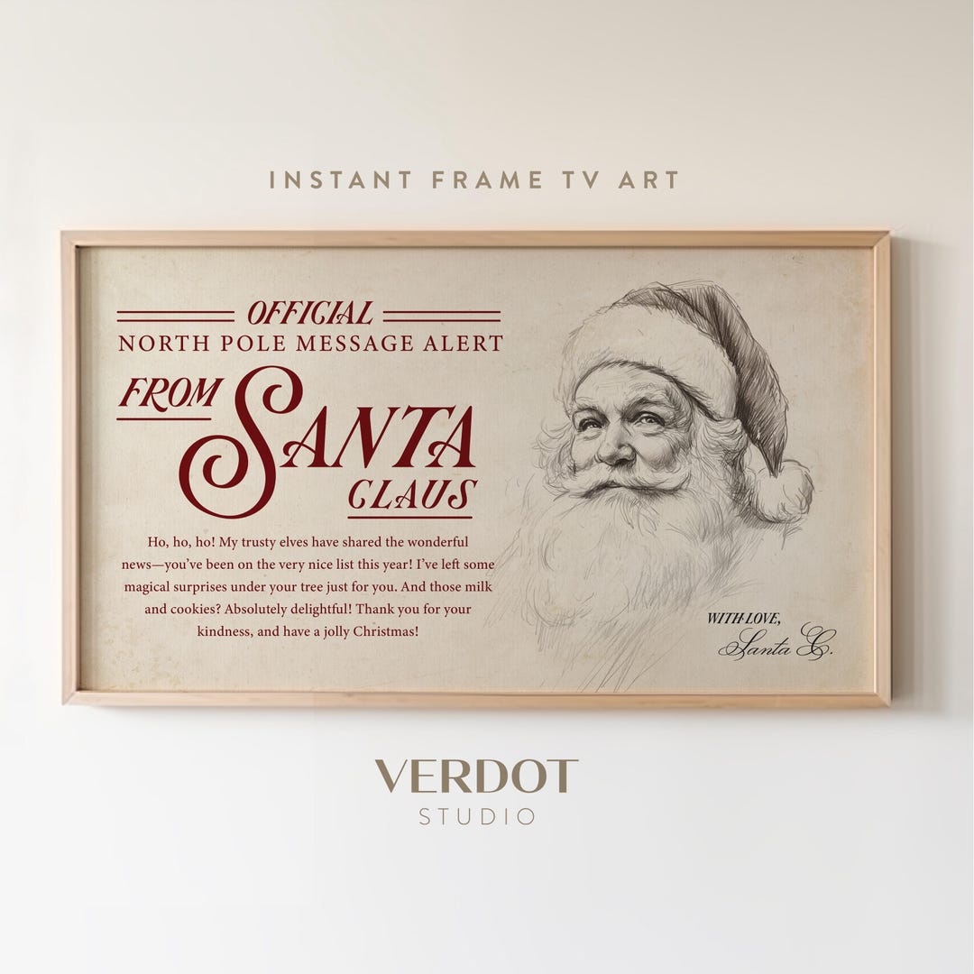 Message From Santa Frame Tv Art, Christmas Day Holiday Message ...