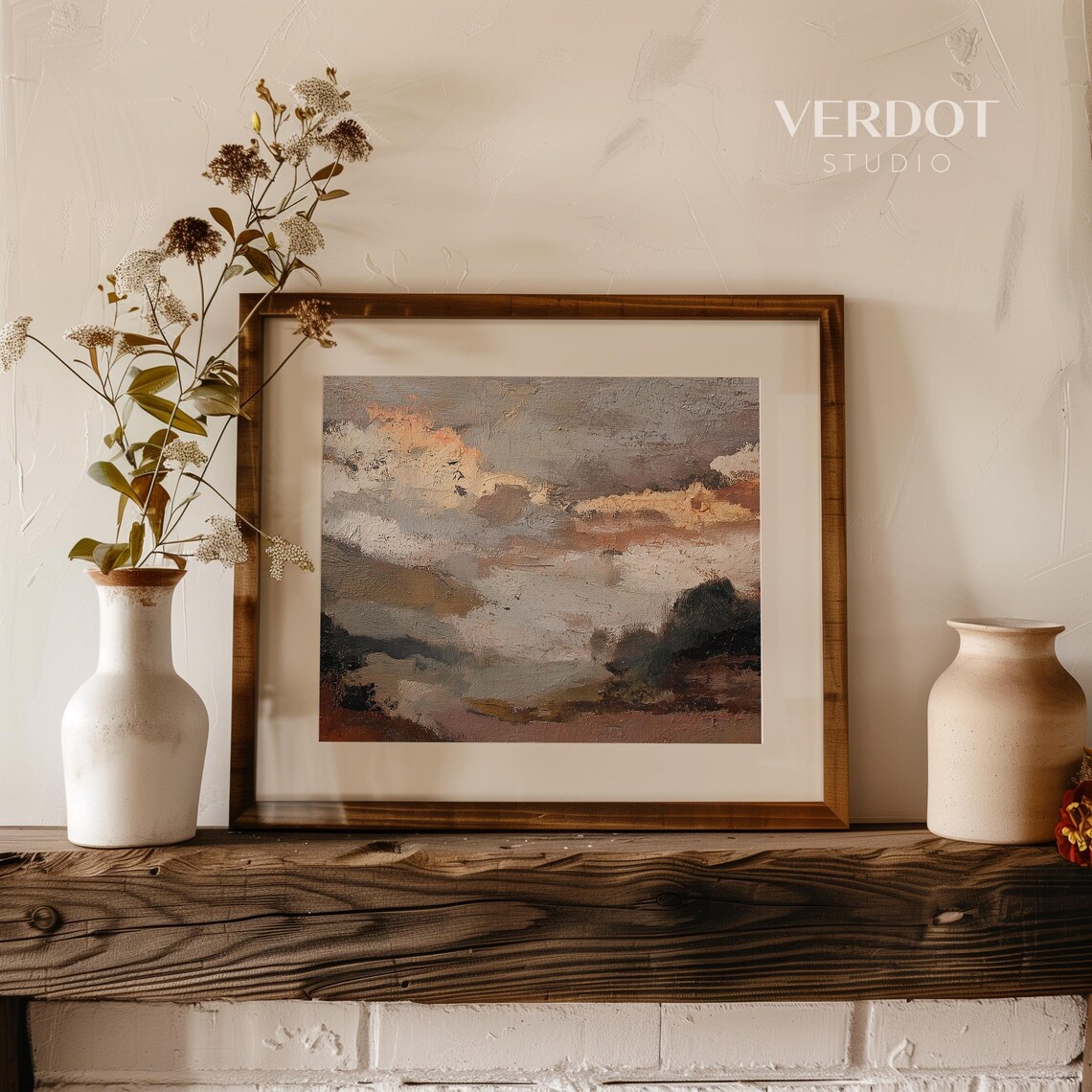 Sunset Landscape Fall Printable Painting, Abstract Moody Country Wall ...