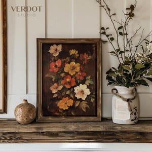 Vintage Fall Flower Painting, Printable Wall Art, Autumn Floral Print ...