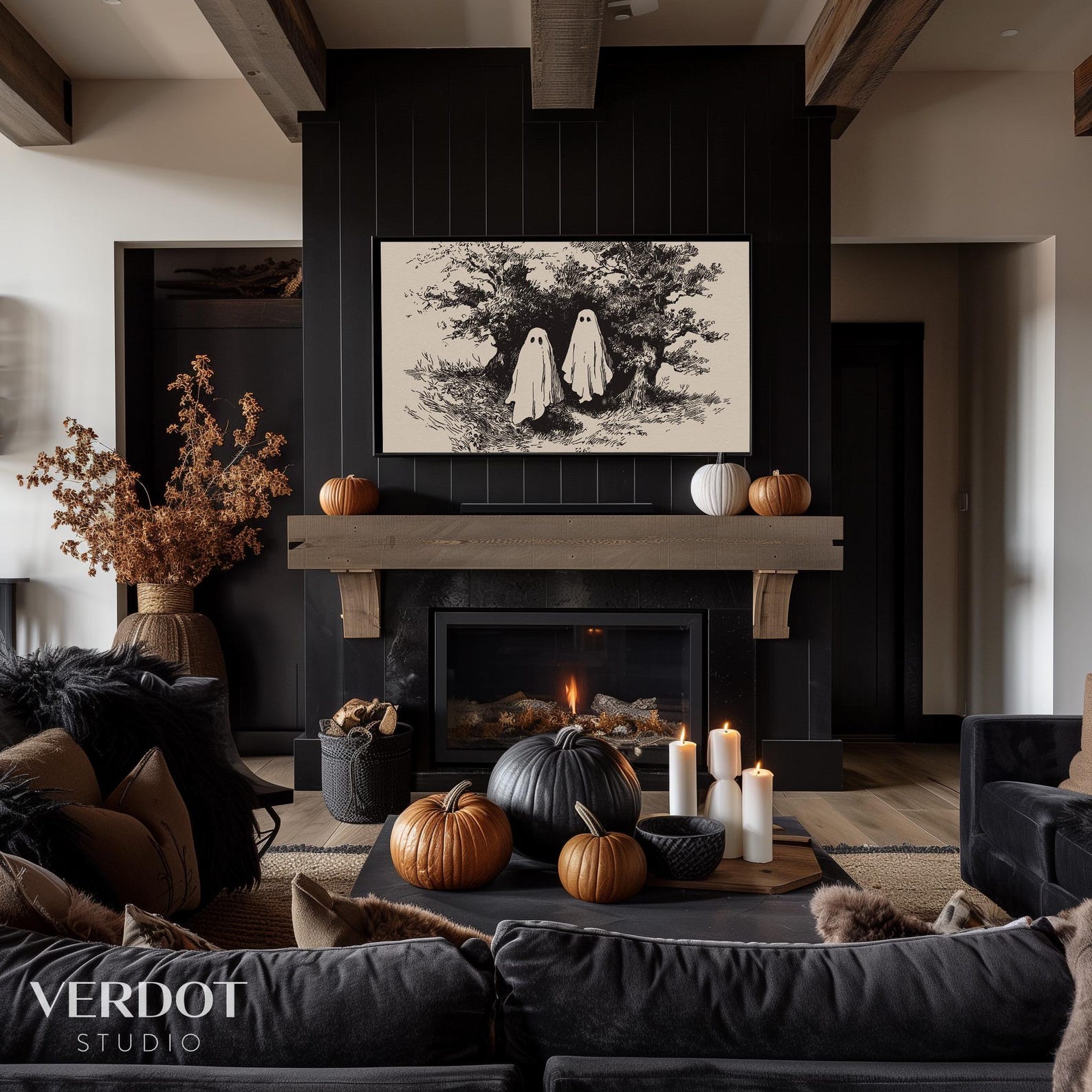 Halloween Ghost Frame TV Art, Vintage Fall Samsung Frame Tv Art, Cute ...