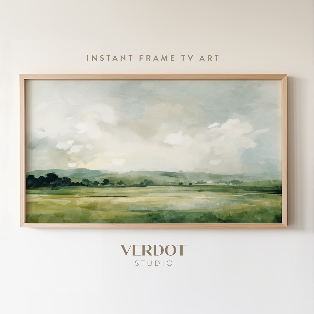 Abstract Landscape Frame TV Art, Modern Spring Scenery Painting ...