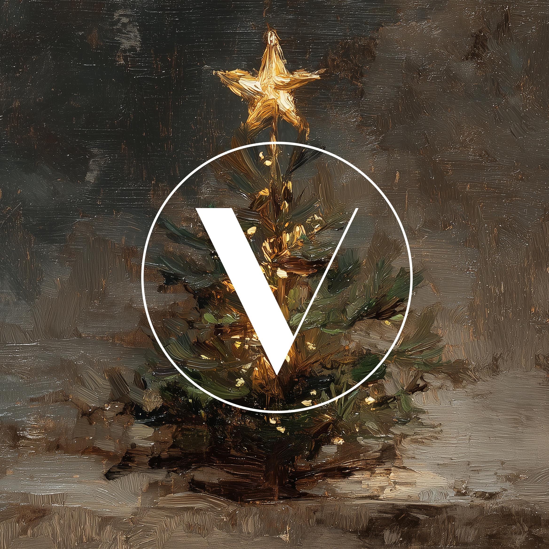 Moody Christmas Tree Frame Tv Art: Vintage Mini Tree Holiday Decor ...