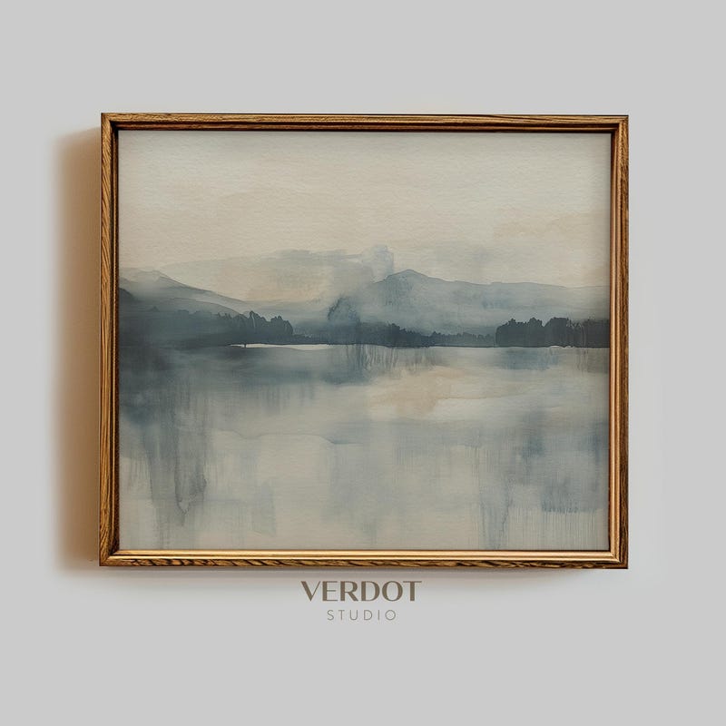 Landscape Painting Blue - Etsy UK
