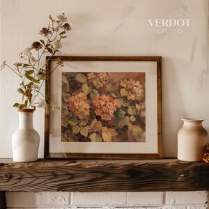 Hydrangea Painting Fall Decor, Printable Wall Art, Rustic Autumn Print ...