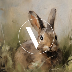 Vintage Easter Bunny Frame Tv Art, Neutral Spring Rabbit Painting Tv ...