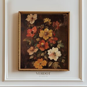 Vintage Fall Flower Painting, Printable Wall Art, Autumn Floral Print ...