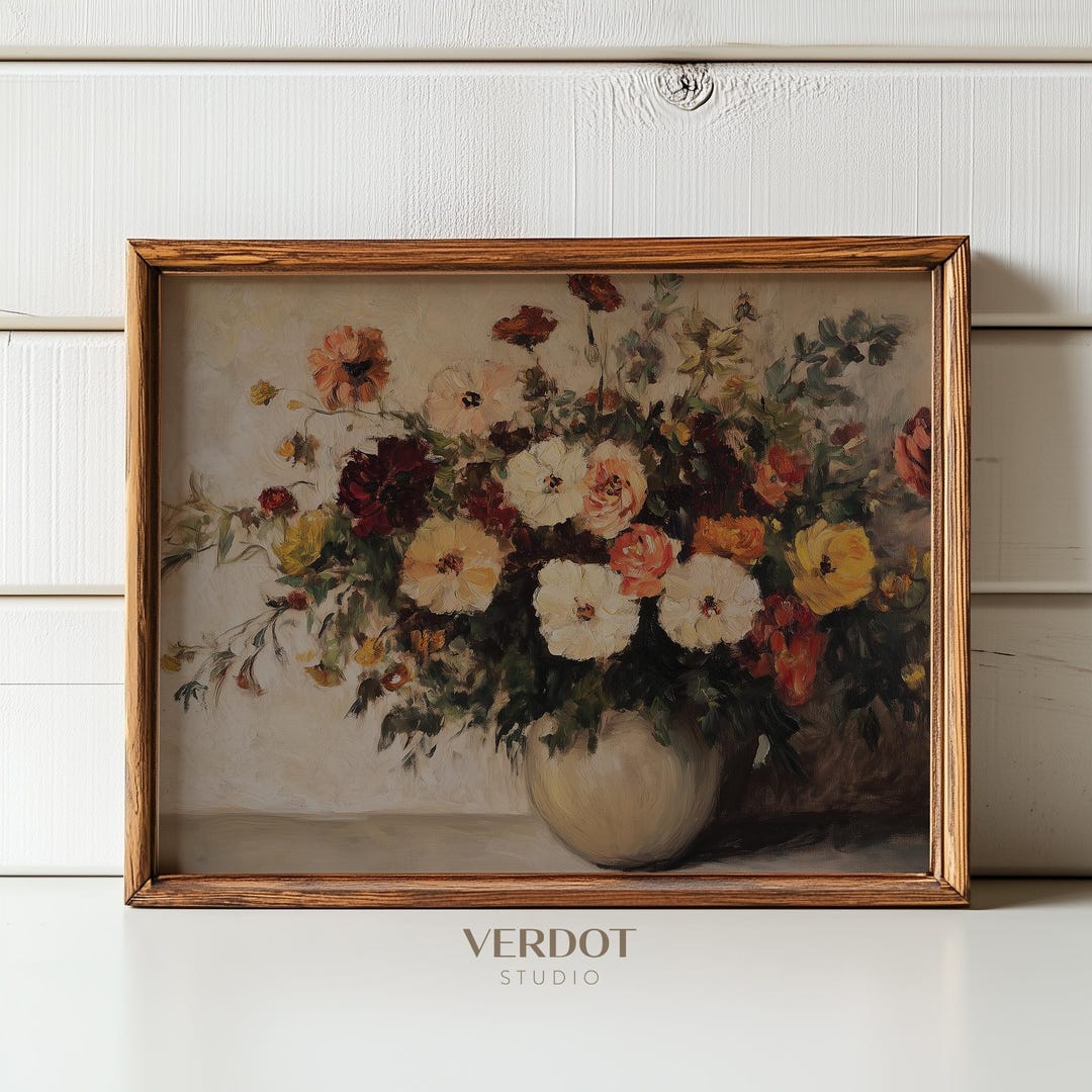 Fall Flowers Print, Printable Wall Art, Fall Decor, Vintage Autumn ...