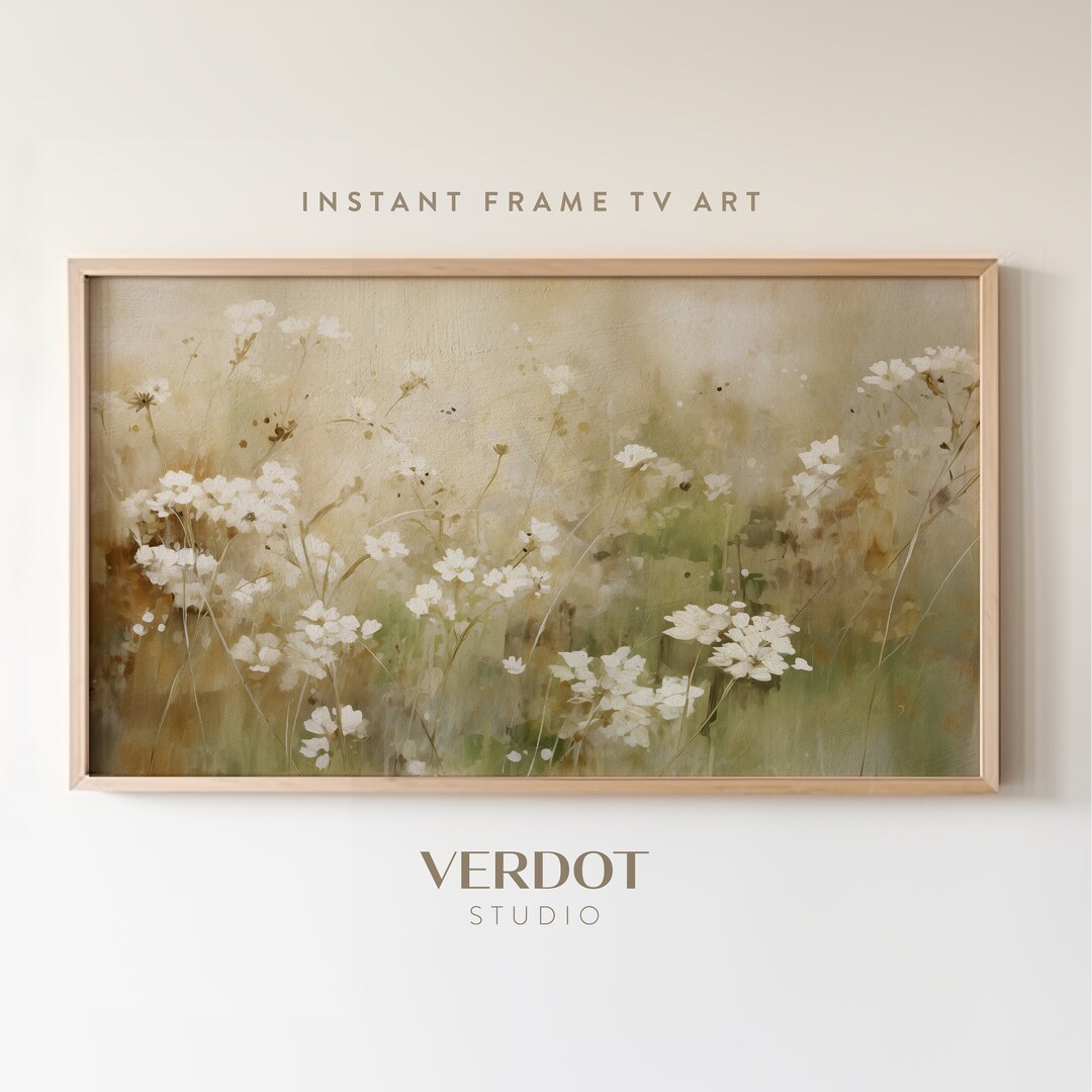 Rustic Flowers Spring Frame TV Art, Vintage Wildflowers Painting ...