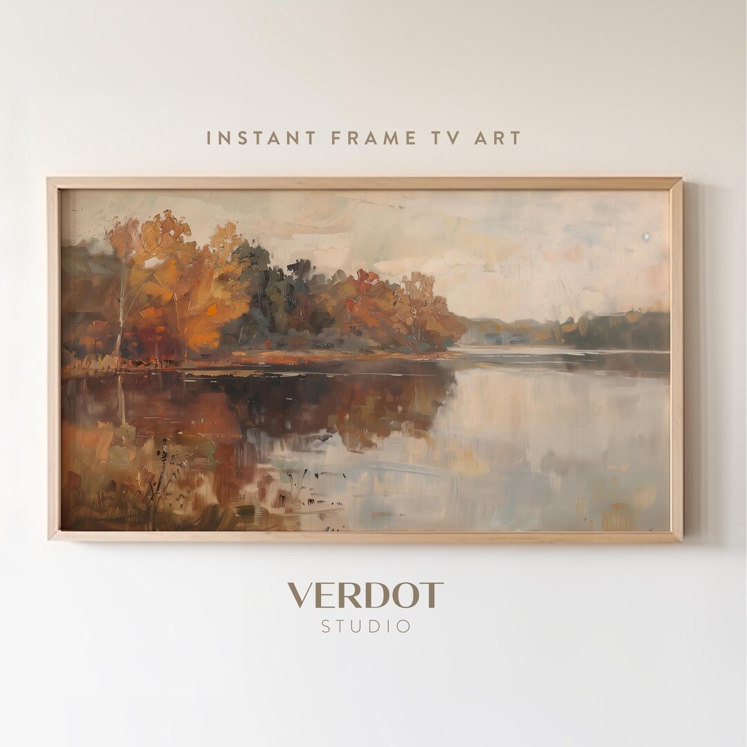 Fall Lake Frame TV Art, Fall Decor Screensaver, Autumn Landscape ...