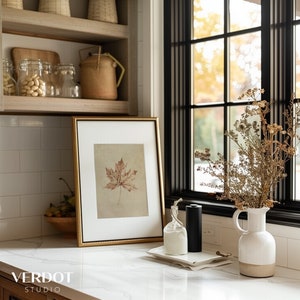 Vintage Fall Leaf Printable Wall Art, Neutral Rustic Autumn Print ...