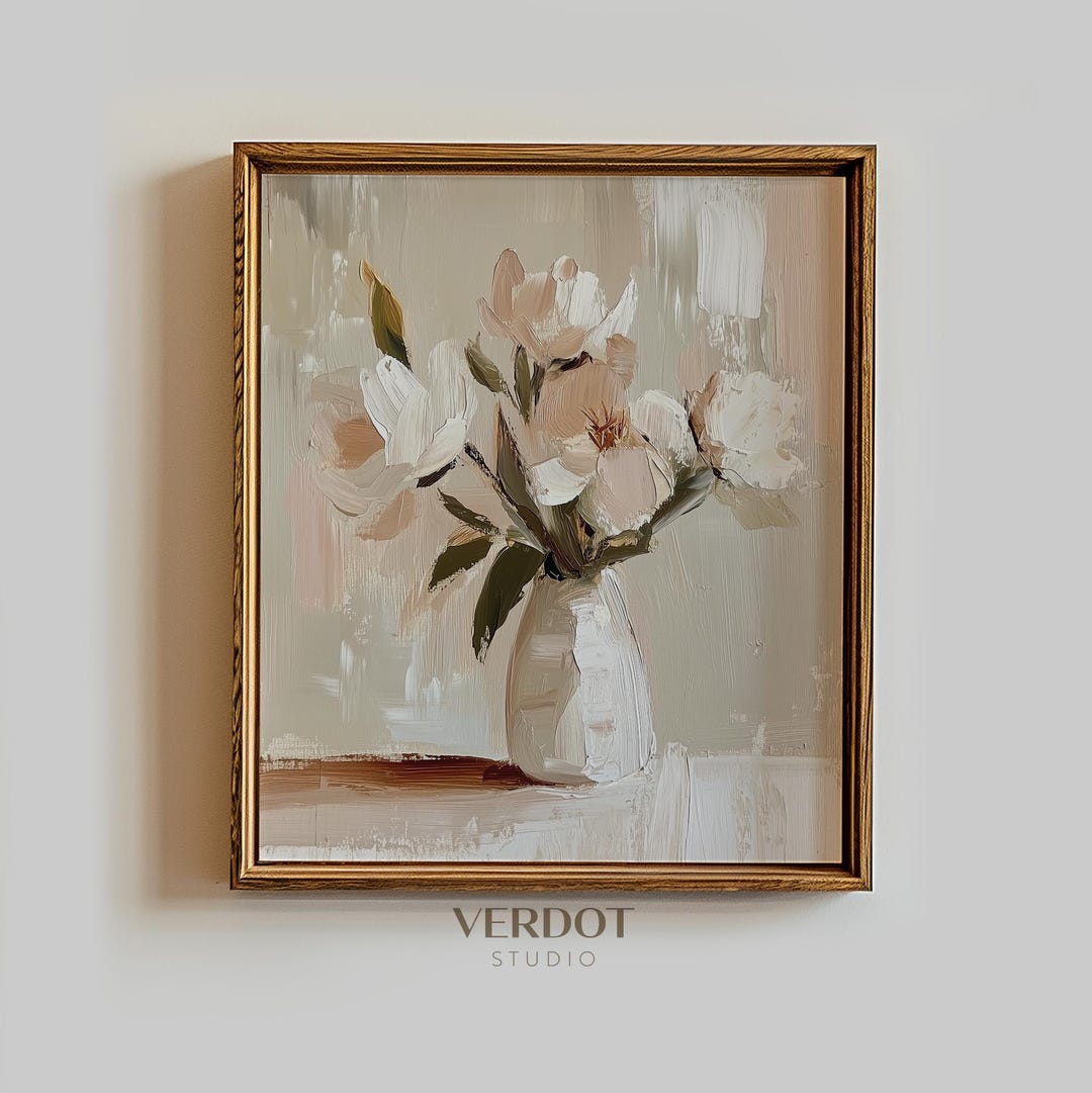 Vintage Spring Flower Painting Printable Wall Art, Soft Easter Floral ...