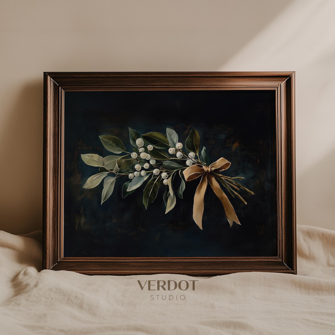 Vintage Mistletoe Christmas Print, Christmas Decor Printable Wall Art ...