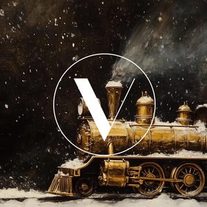 Gold Train Christmas Frame Tv Art, Vintage Christmas Tv Download ...