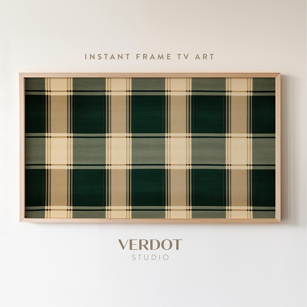 Green Plaid Christmas Frame Tv Art: Classic Christmas Decor Winter ...
