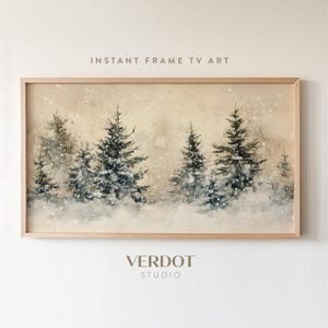 Winter Christmas Trees Frame Tv Art, Snowy Landscape Painting Tv ...