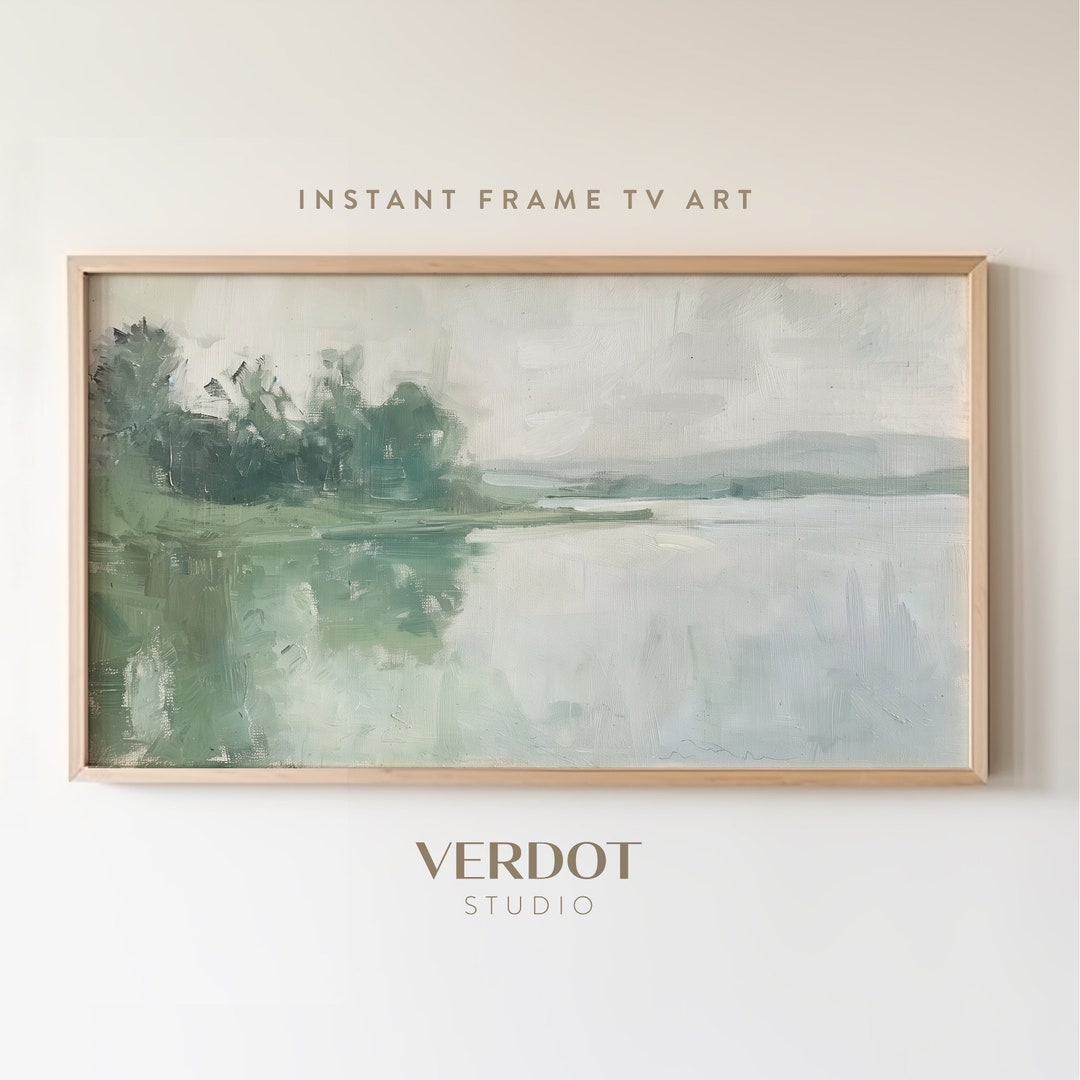 Green Summer Lake Frame TV Art, North Muskoka Painting, Cottage Country ...