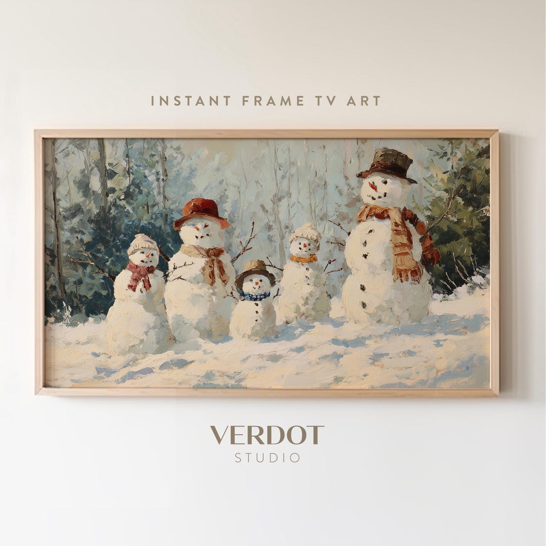 Snowman Christmas Frame Tv Art: Nostalgic Holiday Winter Landscape ...