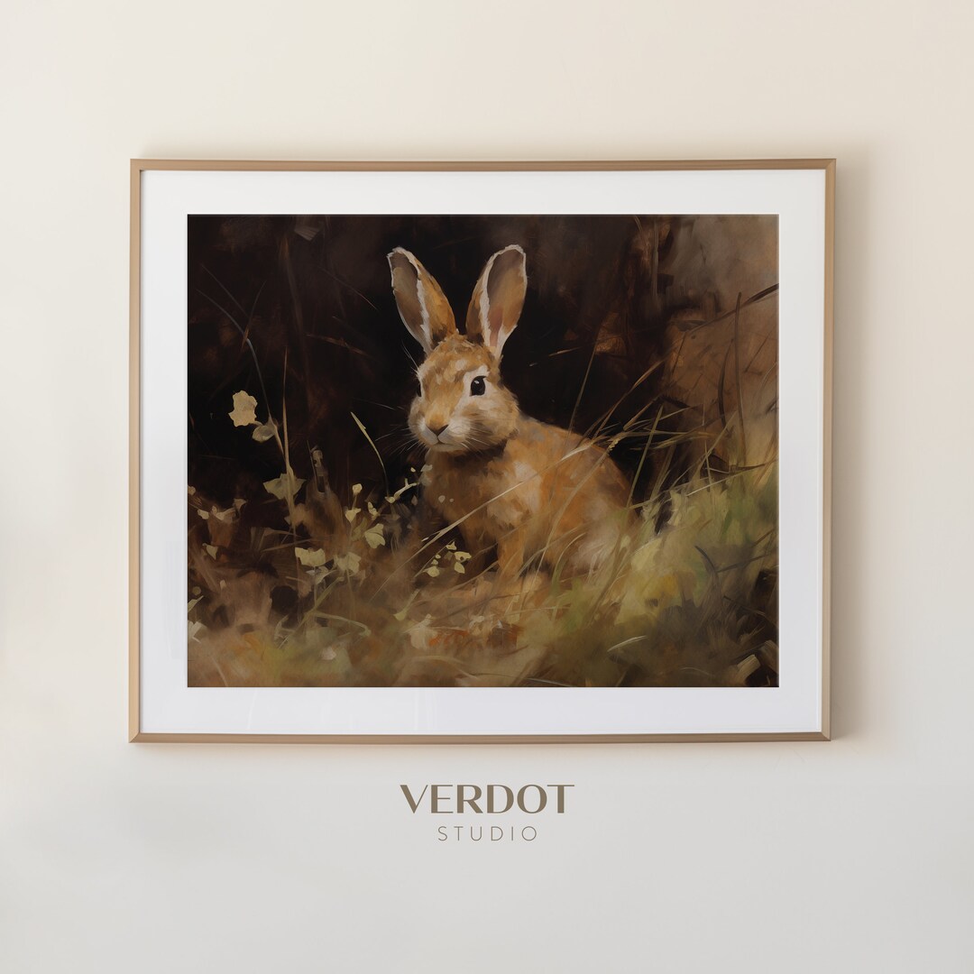 Easter Bunny Printable Wall Art, Vintage Easter Print, Spring Oil ...