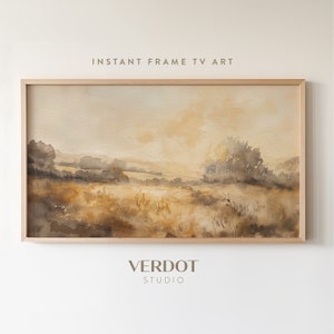 Fall Landscape Painting Frame TV Art, Modern Summer Country Scenery ...