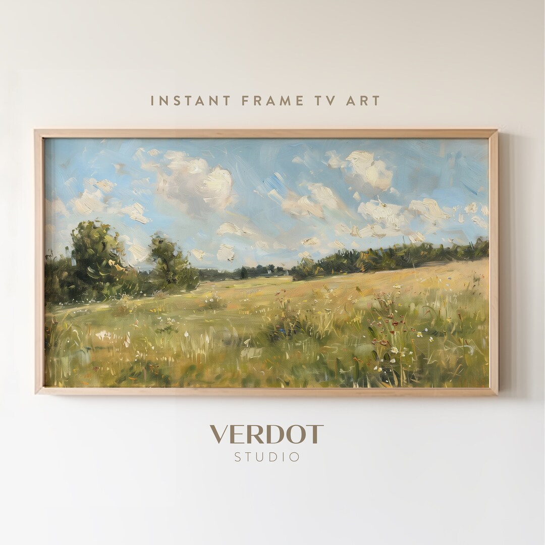 Country Summer Landscape Frame TV Art, Vintage Spring Scenery Landscape ...