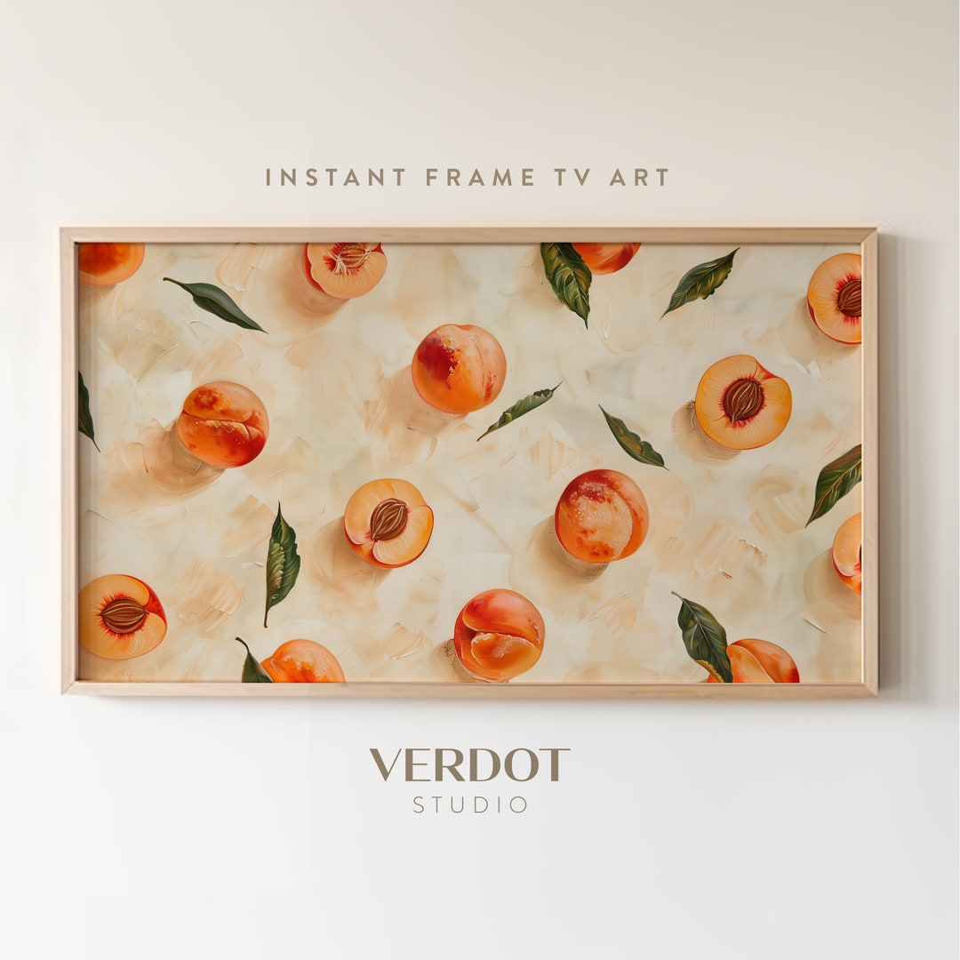 Peaches Frame TV Art, Summer Tv Art, Colourful Fun Fresh Fruit Peach ...