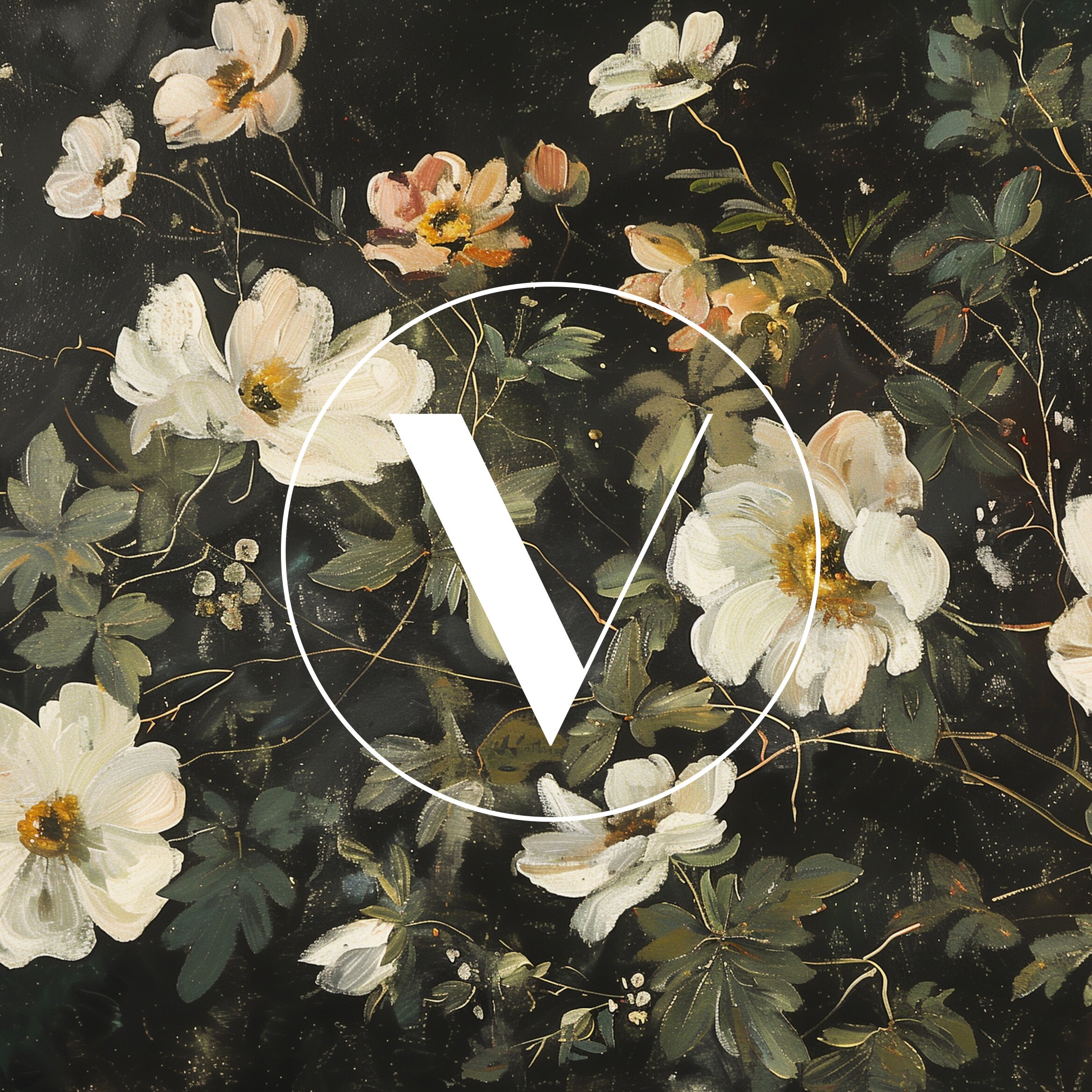 Victorian Flower Frame TV Art, Dark Vintage Wildflower Painting, Summer ...